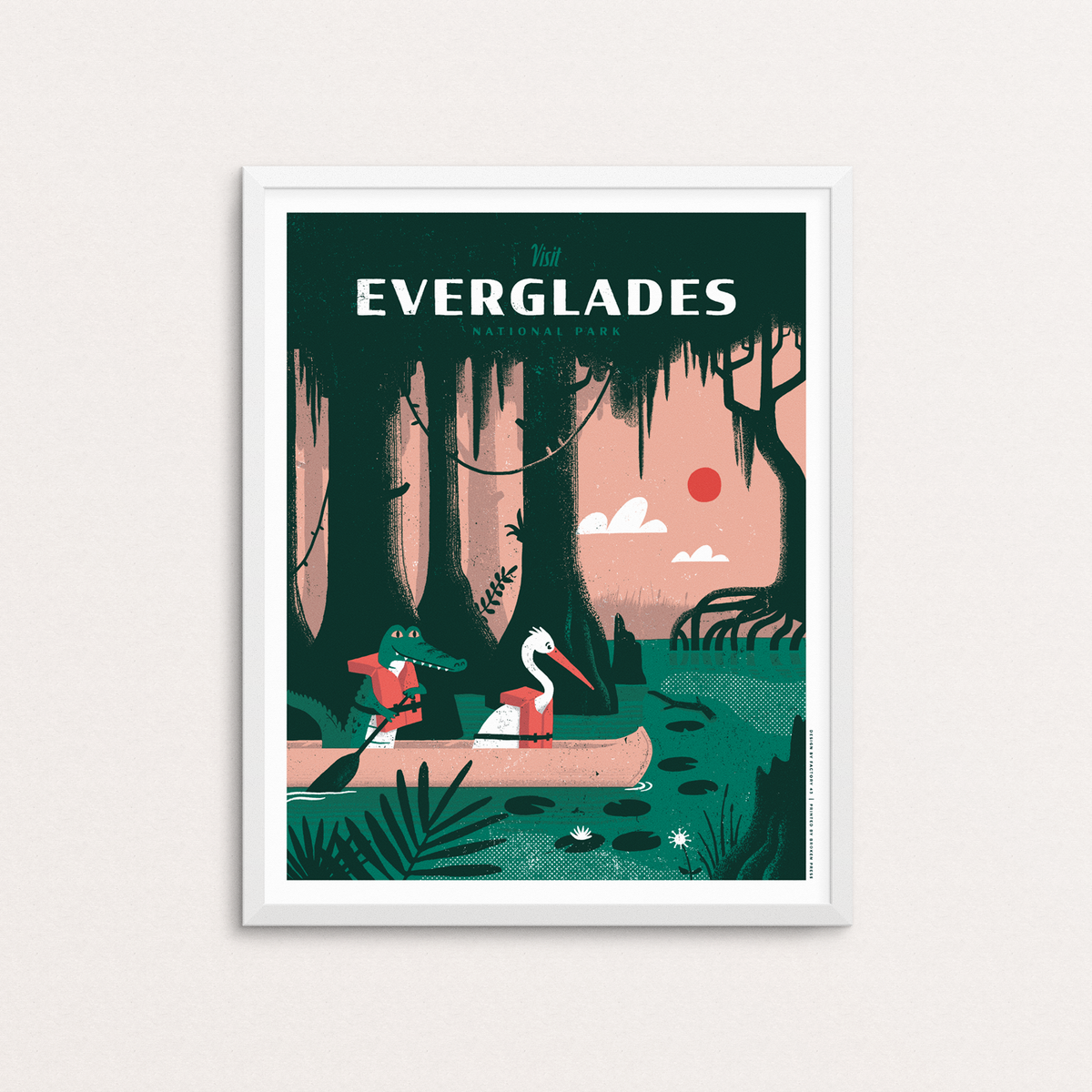 Everglades National Park alligator and egret poster | Factory 43